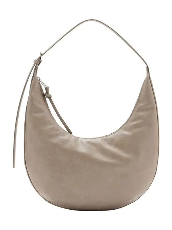 Mango Faux Leather Oval Shoulder Bag - Light/pastel Brown