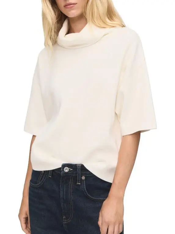 Mango Short Sleeve Turtleneck Sweater - Ecru