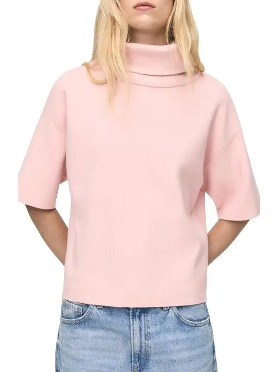 Mango Short Sleeve Turtleneck Sweater - Pink