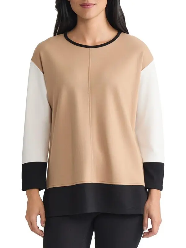 Jones New York Colorblock Tunic - Caf Au Lait Multi