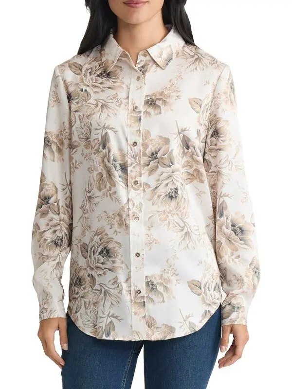 Jones New York Floral Button-up Shirt - Jones White Multi