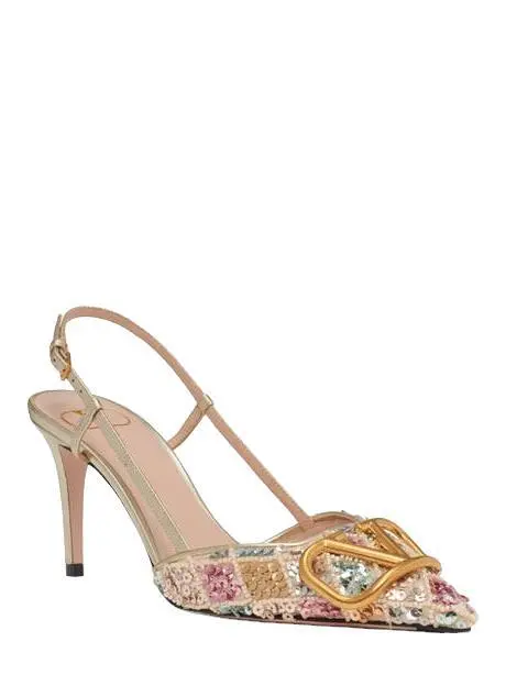 Valentino Garavani Vlogo Signature Slingback Pump - Y5d Multicolor/platino