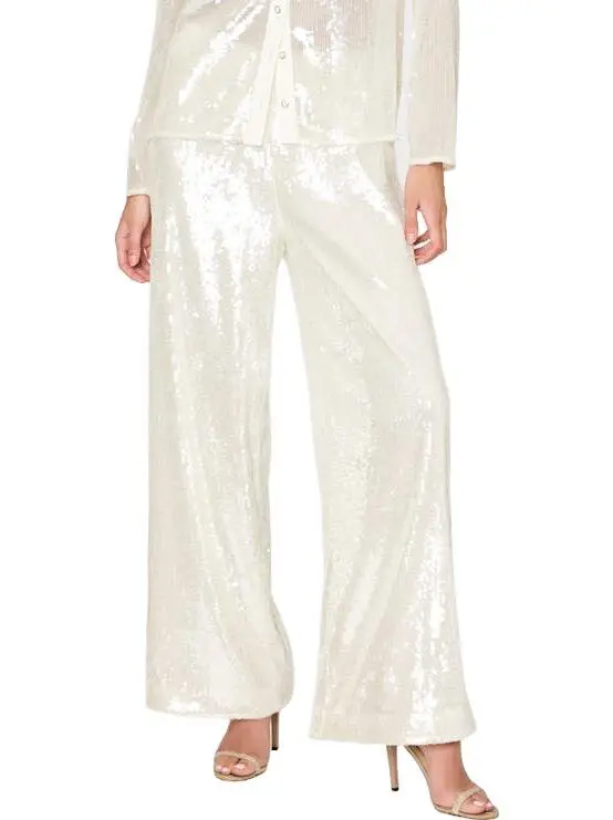 MILLY Sequin Reed Pants - White