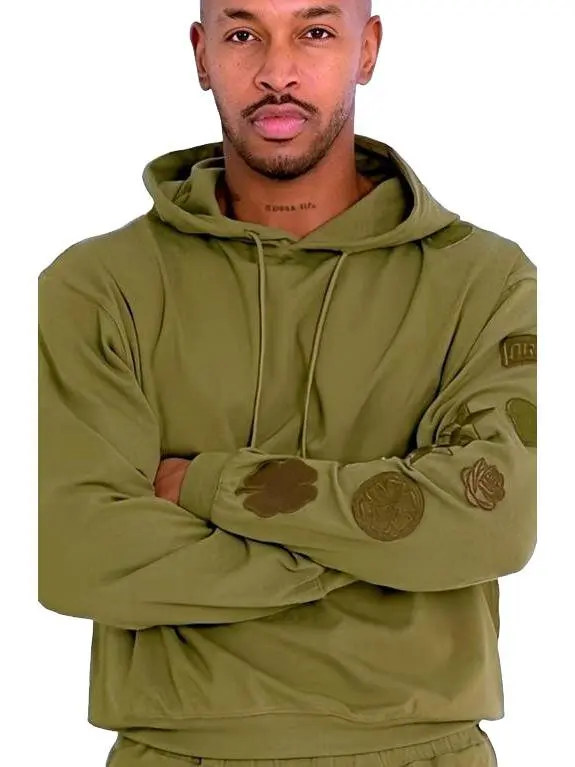 DAI MODA Patches Hoodie - Army Green