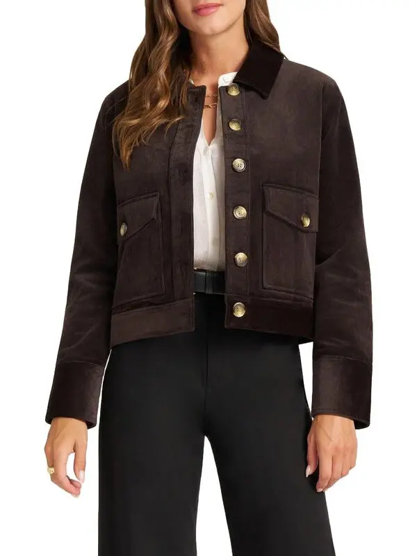 Matty M. Jeri Cotton Blend Corduroy Jacket - Dark Brown