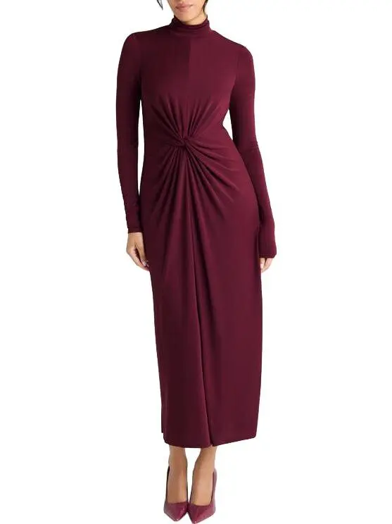 Cinq À Sept Tovianna Knot Front Long Sleeve Dress - Mulberry
