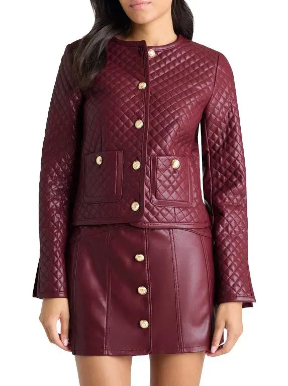 Cinq À Sept Brooke Quilted Faux Leather Jacket - Mulberry