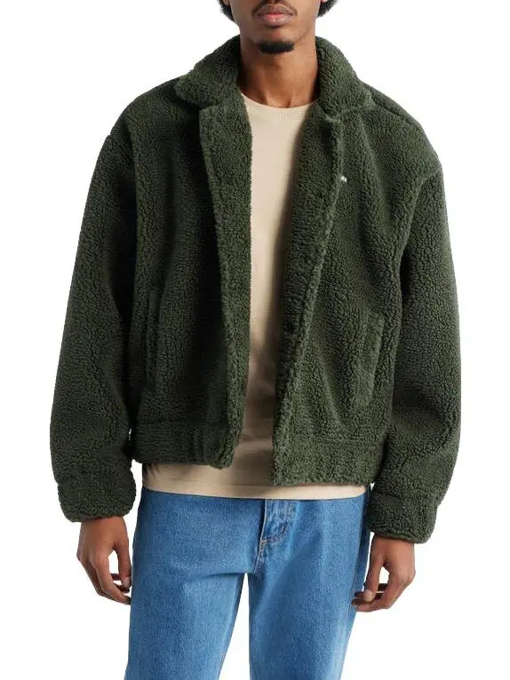 MUSEUM OF PEACE & QUIET Wordmark Faux Shearling Work Jacket - Forest