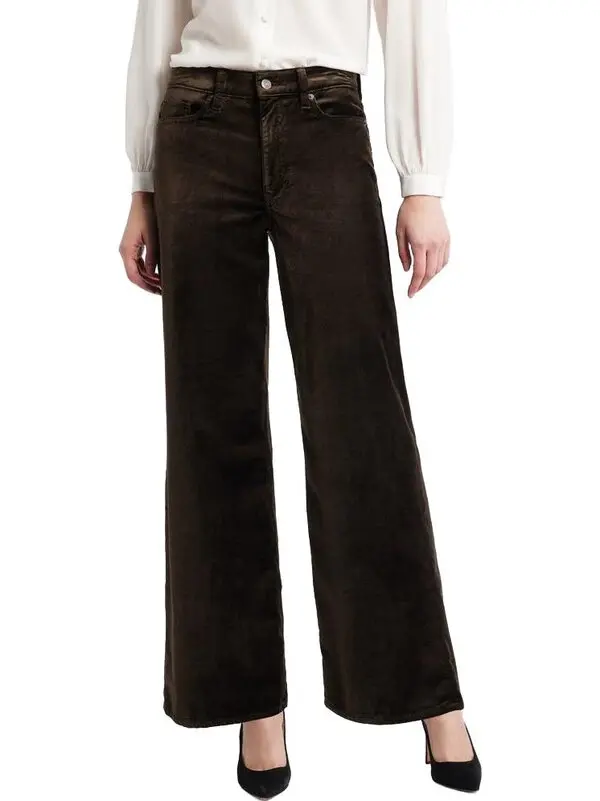 FRAME Le Slim Palazzo Velveteen Pants - Dark Clove Velvet