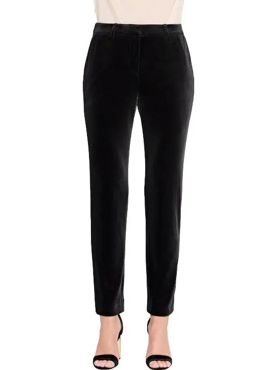 TAHARI ASL Velvet Straight-leg Pants - Black