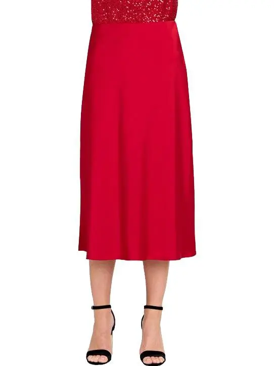 TAHARI ASL Satin Maxi Skirt - Claret