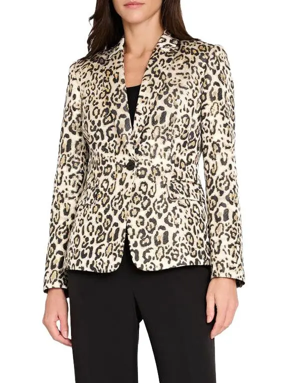 TAHARI ASL Leopard Print Blazer - Gold Leopard