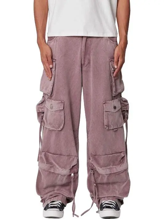 Mnml Washed Barrel Baggy Cargo Pants - Brick
