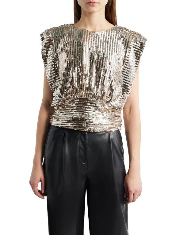 Hugo Boss Illana Sequin Crop Top - Brass