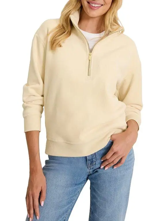 Tommy Bahama Cozy Cord Half Zip Sweatshirt - Vanilla Latte