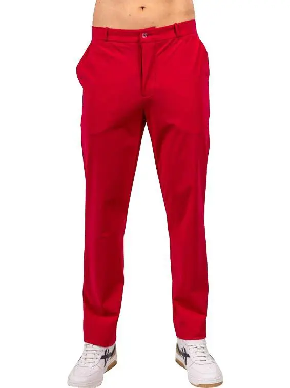 MACEOO Straight Leg Stretch Trousers - Red
