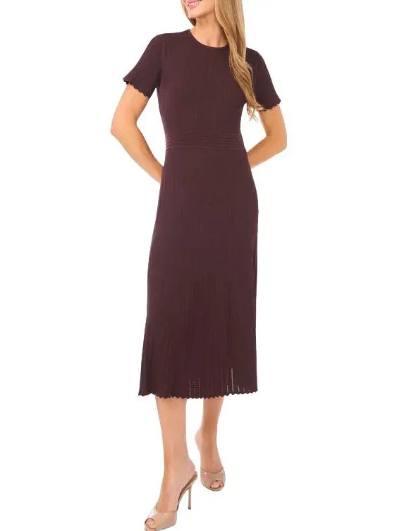 Ted Baker London Pointelle Short Sleeve Midi Dress - Dark Chocolate