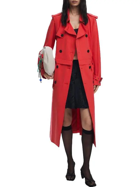 Desigual Convertible Trench Coat - Orange Red