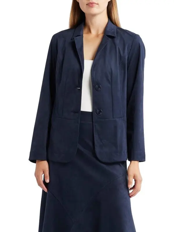 CITY BLUES Faux Suede Two-button Blazer - Midnight