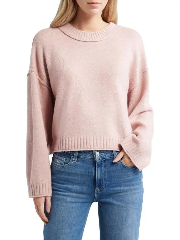 CITY BLUES Relaxed Crop Sweater - Blush