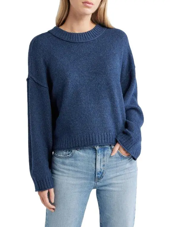 CITY BLUES Relaxed Crop Sweater - Navy