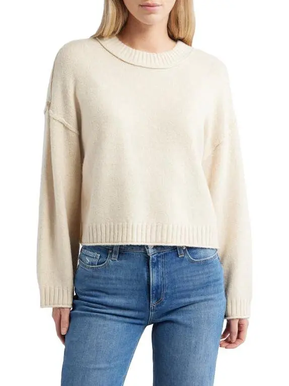 CITY BLUES Relaxed Crop Sweater - Oatmeal