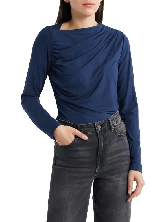 CITY BLUES Asymmetric Boat Neck Top - Midnight