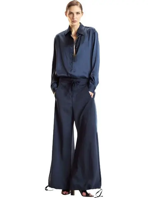 Cynthia Rowley Silk Classic Shirt - Navy