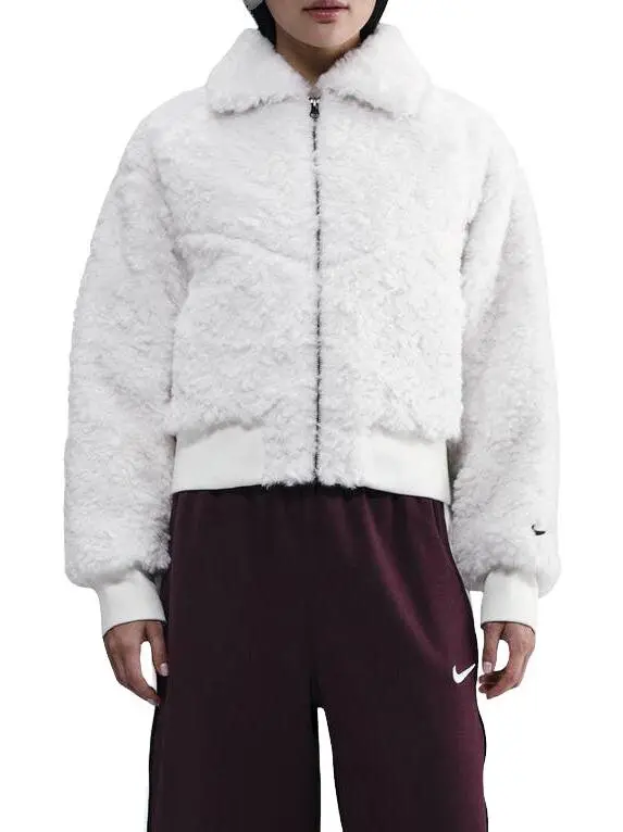 Nike Faux Fur Bomber Jacket - Sail/black