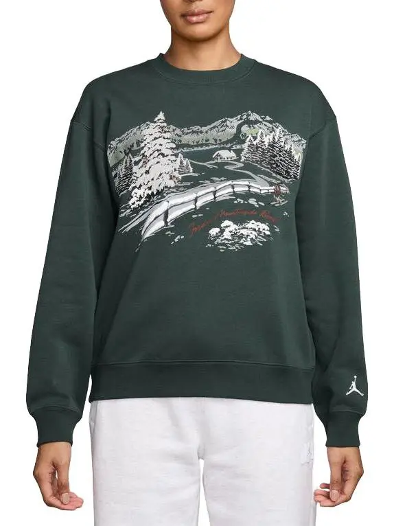 JORDAN Fleece Crewneck Sweatshirt - Midnight Green/red/white