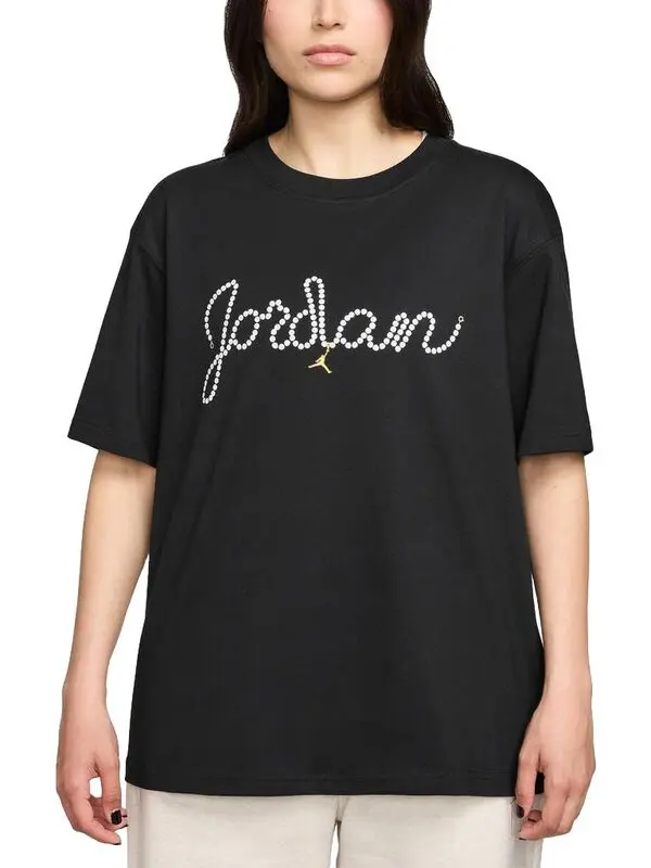 JORDAN Logo Cotton Graphic T-shirt - Black/white