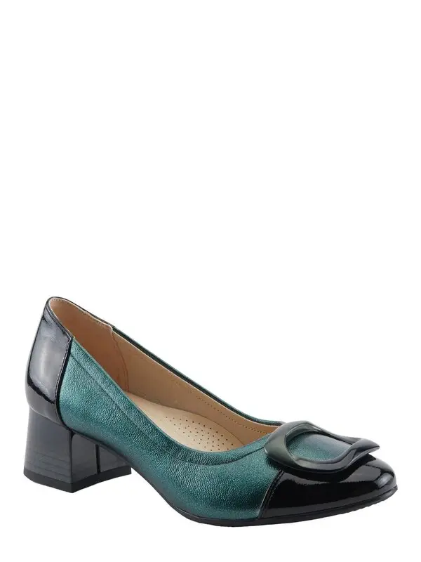 SPRING STEP SHOES Two-tone Cap Toe Pumps - Green Metallic