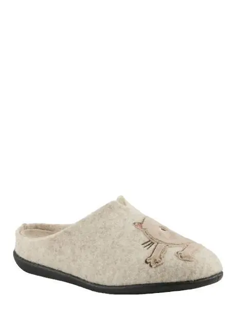 SPRING STEP SHOES Cat's Eye Wool Scuff Slipper - Beige