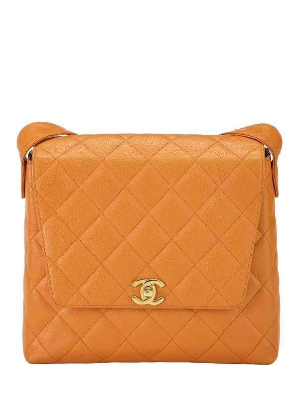 Chanel Quilted Caviar Shoulder Bag - Orange