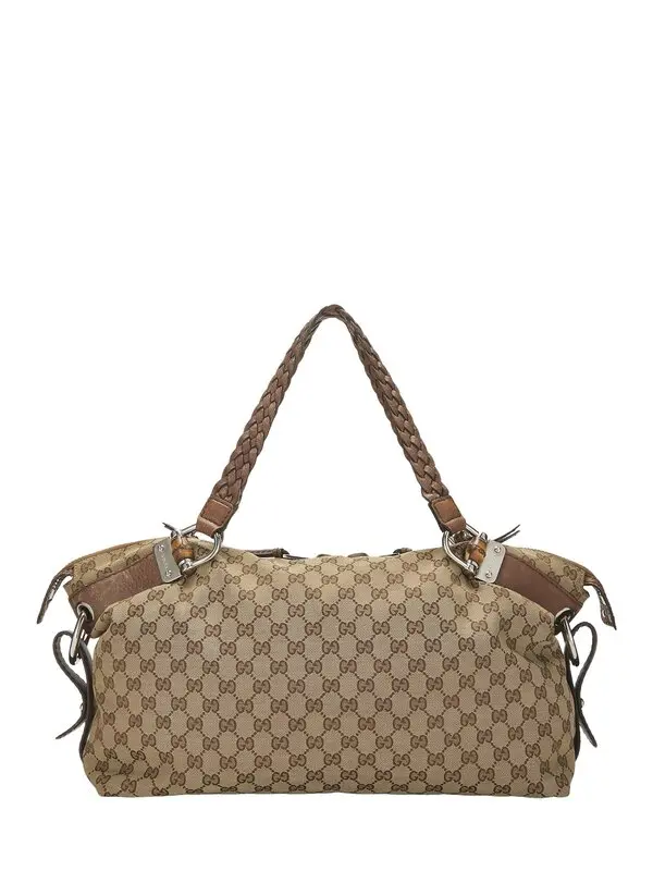 Gucci Original Gg Canvas Bamboo Braided Handbag - Brown