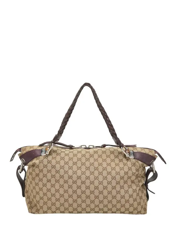 Gucci Original Gg Canvas Bamboo Braided Handbag - Purple