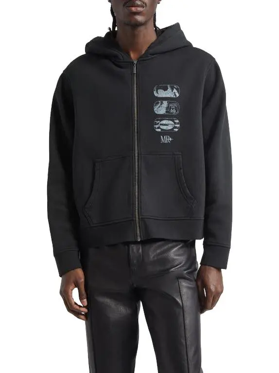 MIDNIGHT RODEO Auto Zip Hoodie - Distressed Black