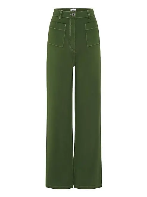OMNES Orielle Wide-leg High-rise Jeans - Green