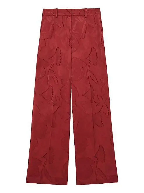 REISS Atelier Ottelie Jacquard Woven Trousers - Red