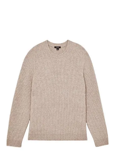 REISS Crewneck Brushed-knit Jumper - Oatmeal Brown