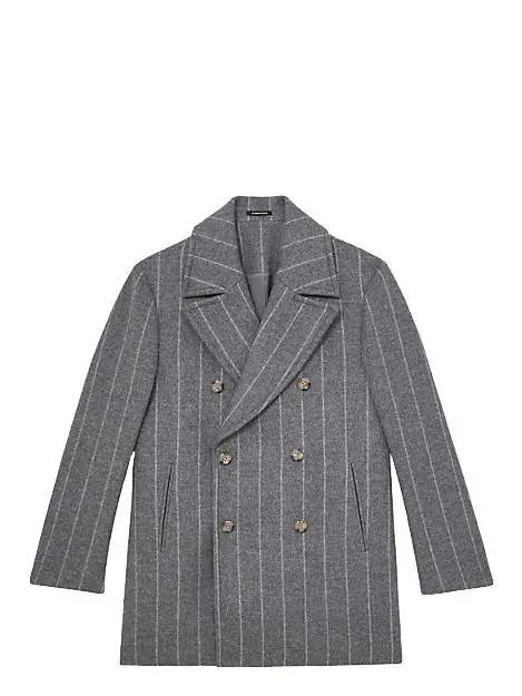REISS Wool-blend Pea Coat - Grey