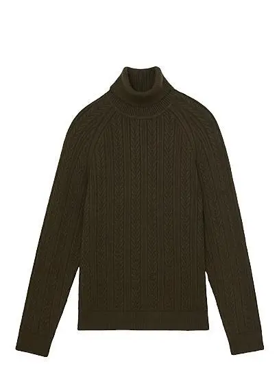 REISS Dartford Roll-neck Stretch-knit Jumper - Dark Olive Green