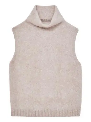 REISS Atelier Brushed Cashmere Tank - Neutral