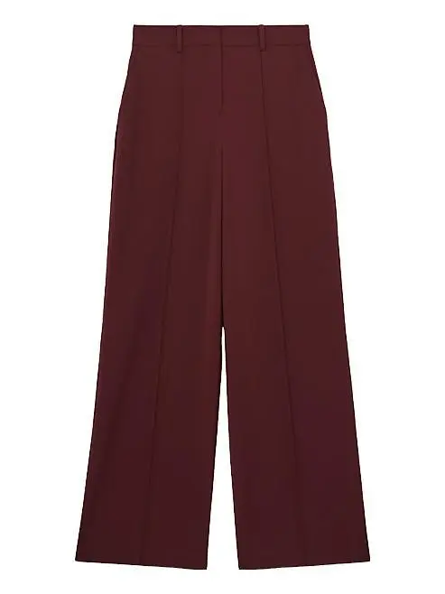 REISS Luisa Wide-leg Trousers - Burgundy