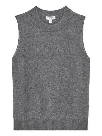 REISS Round-neck Cashmere Vest - Grey