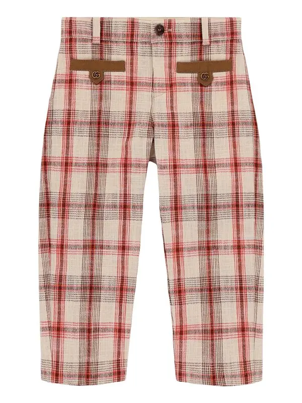 Gucci Plaid Gg Trousers - Cream