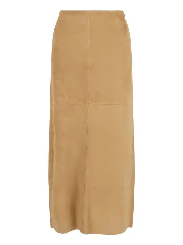 FERRAGAMO Lambskin Leather Pencil Skirt - Tan