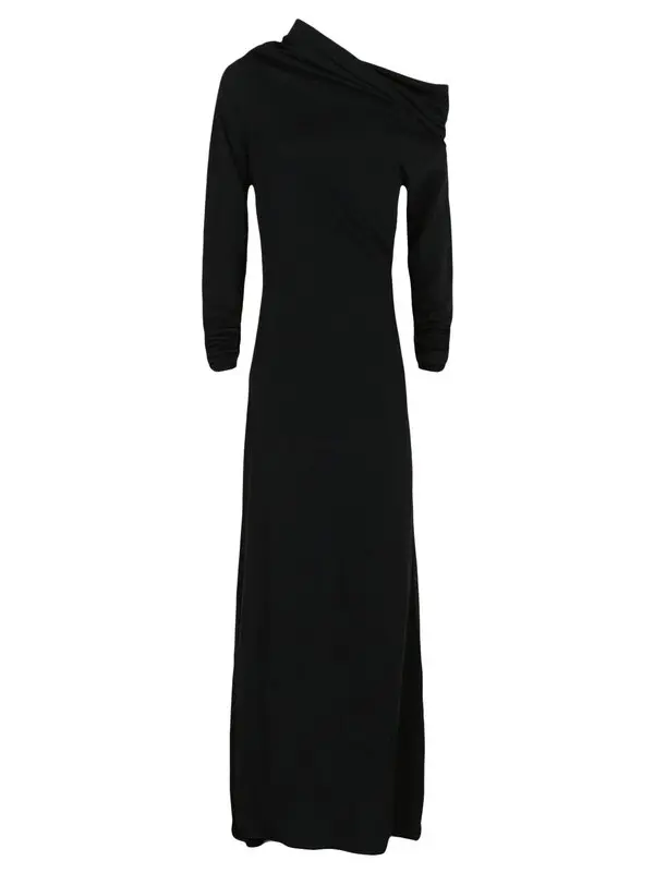 FERRAGAMO Long-sleeve Off-the-shoulder Gown - Black