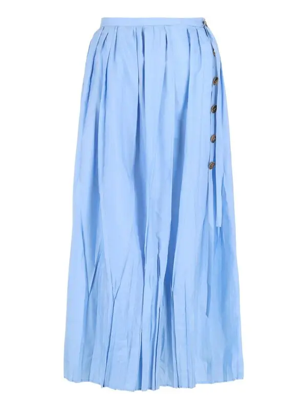 FERRAGAMO Pleated Wrap Midi Skirt - Blue
