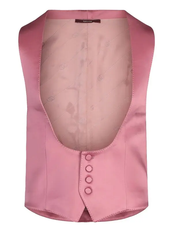 Gucci Satin Button-up Vest - Pink